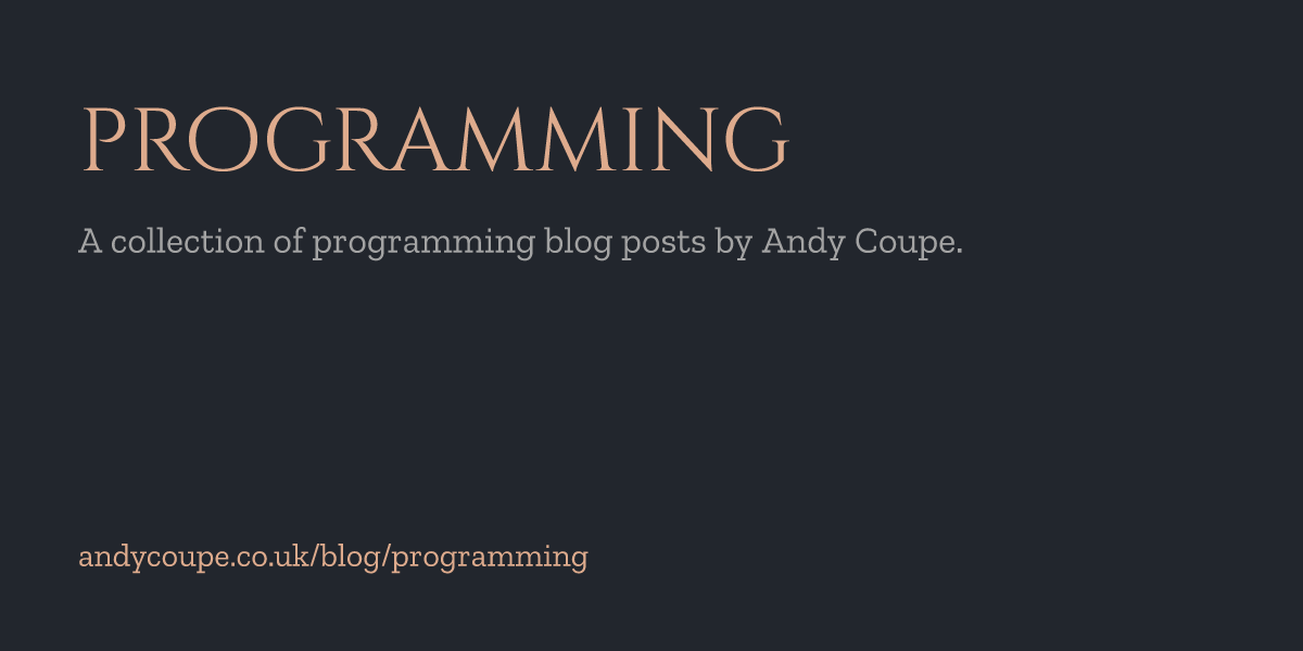 Andy Coupe | Programming Andy Coupe | Programming